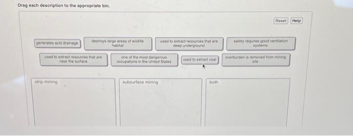 Solved Drag each description to the appropriate bin. | Chegg.com