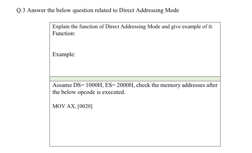 Solved Q. 3 ﻿Answer the below question related to Direct | Chegg.com