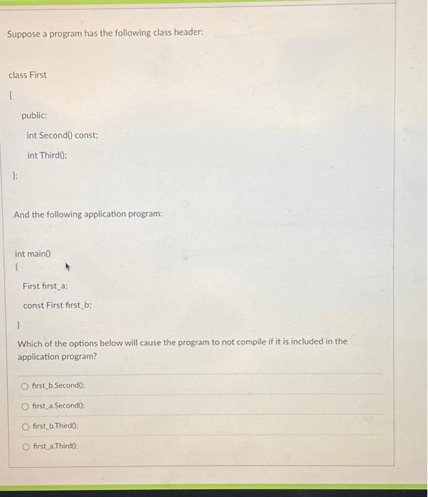 Solved Suppose a program has the following class header: | Chegg.com
