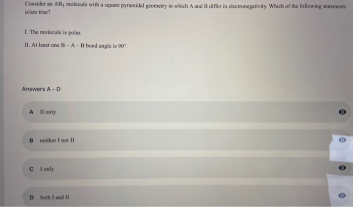 Solved Consider an AB, molecule with a square pyramidal | Chegg.com