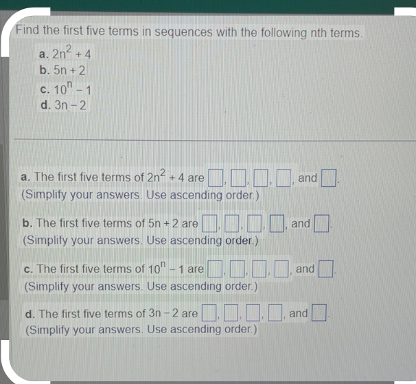 Solved Find the first five terms in sequences with the | Chegg.com