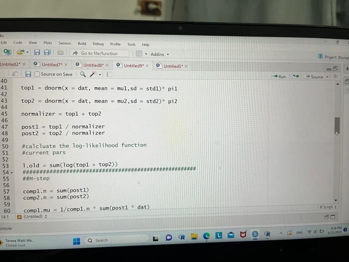 Solved This is code for gaussian mixture model clustering i | Chegg.com