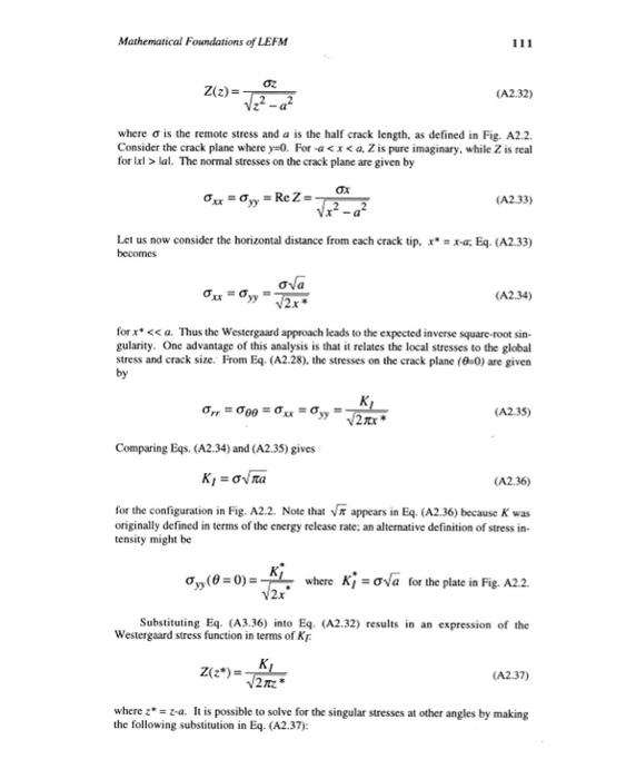 Solved THE WESTERGAARD METHOD OF STRESS AXALYSIS OF CRACKS | Chegg.com