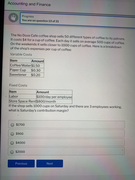 Solved Accounting and Finance Progress You are on question | Chegg.com