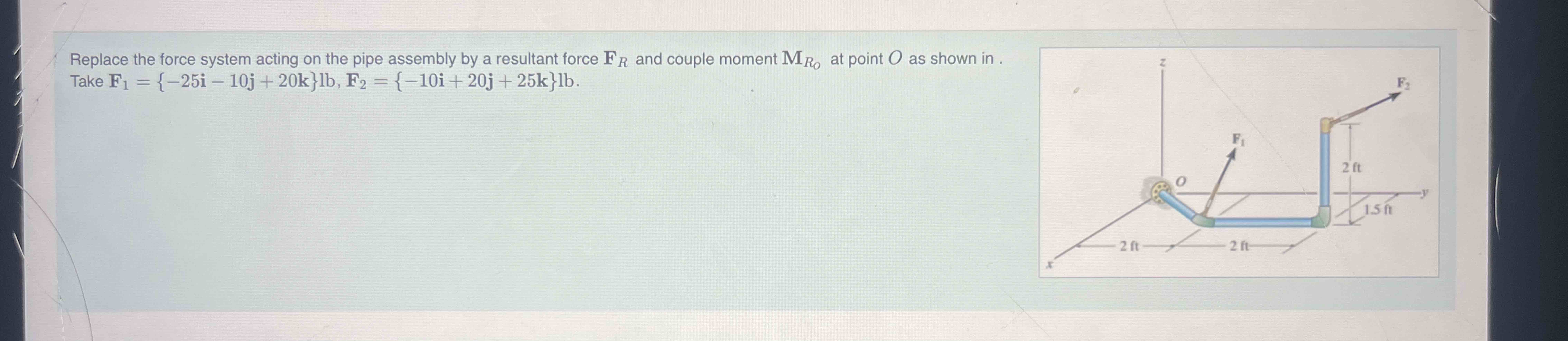 Solved Replace the force system acting on ﻿the pipe assembly | Chegg.com