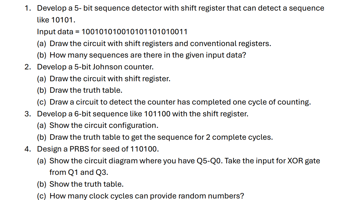 1. ﻿Develop a 5-bit sequence detector with shift | Chegg.com