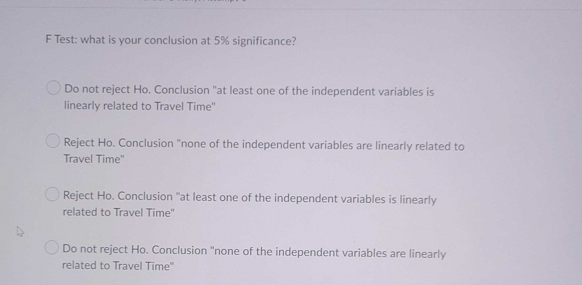 F Test: what is your conclusion at 5% significance? | Chegg.com
