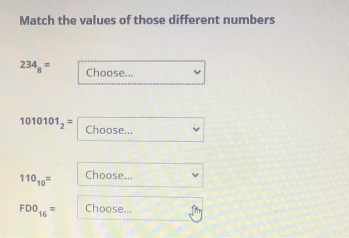 Solved Match the values of those different numbers 234g = | Chegg.com