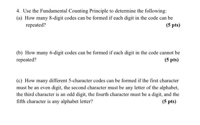 Solved Use the Fundamental Counting Principle to determine | Chegg.com