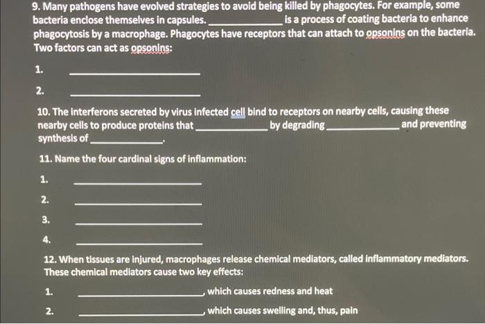 Solved 9. Many pathogens have evolved strategies to avoid | Chegg.com