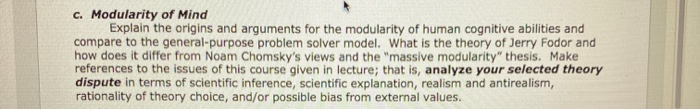 c. Modularity of Mind Explain the origins and | Chegg.com