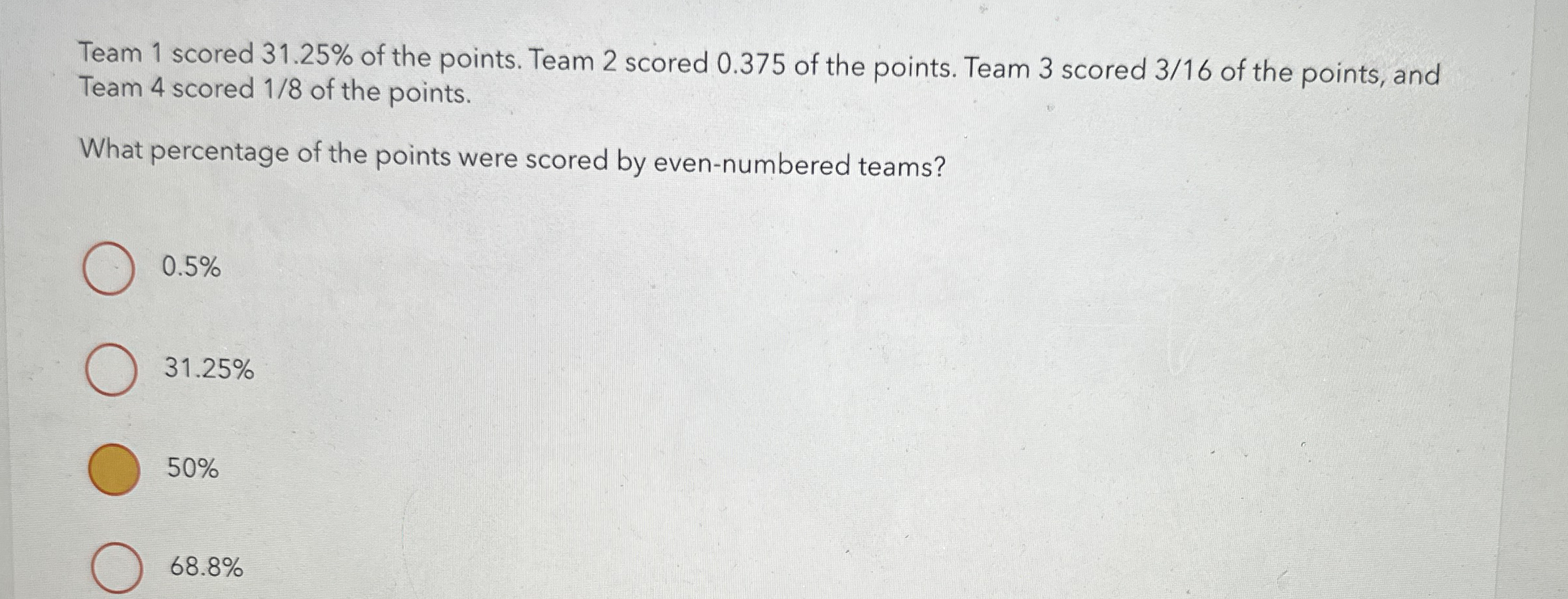 Solved Team 1 ﻿scored 31.25% ﻿of the points. Team 2 ﻿scored | Chegg.com