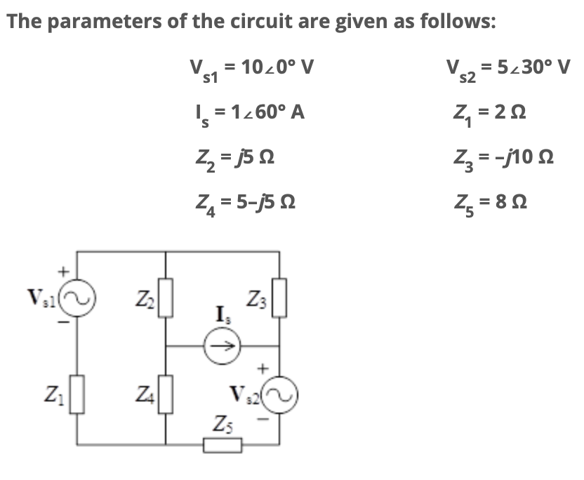 The parameters of the circuit are given as | Chegg.com