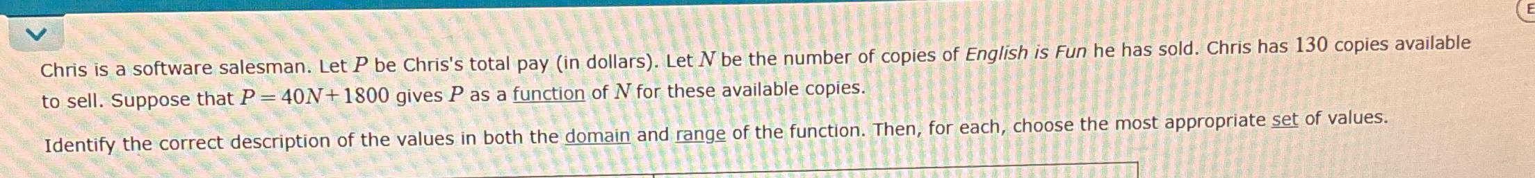 Solved Chris is a software salesman. Let P ﻿be Chris's total | Chegg.com