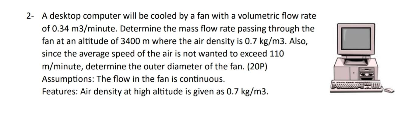 Solved 2- ﻿A desktop computer will be cooled by a fan with a | Chegg.com