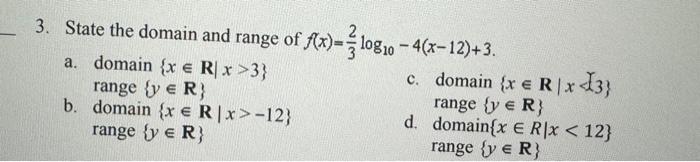 Solved 3. State the domain and range of | Chegg.com
