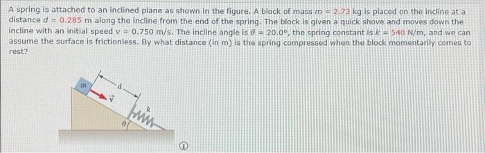 Solved A spring is attached to an inclined plane as shown in | Chegg.com
