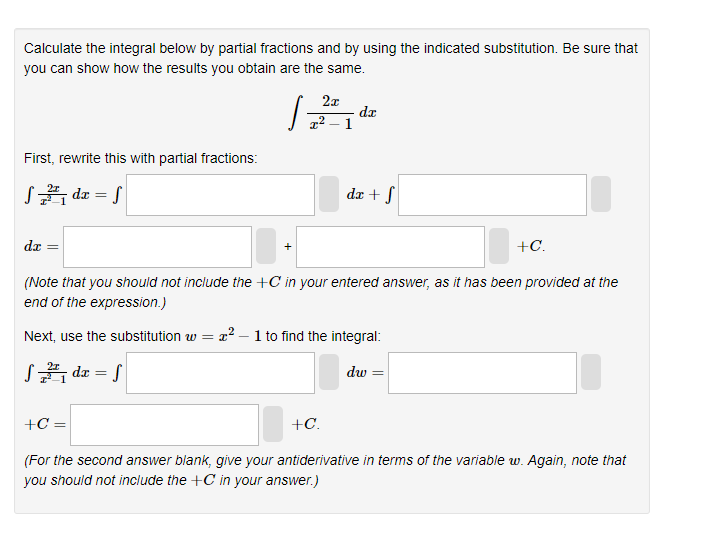 Solved Calculate the integral below by partial fractions and | Chegg.com