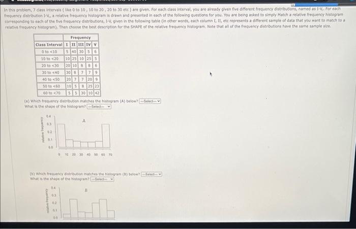 Solved In this problem, 7 class intervals (lke 0 to 10.10 to | Chegg.com