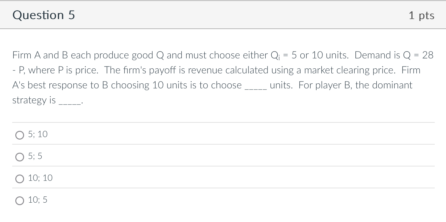 Solved by an EXPERT Question 51 ﻿ptsFirm A and B ﻿each produce good Q | Chegg.com