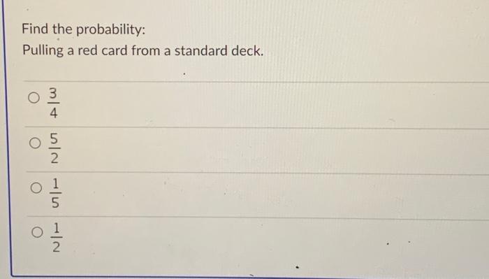 Solved Find the probability: Pulling a red card from a | Chegg.com