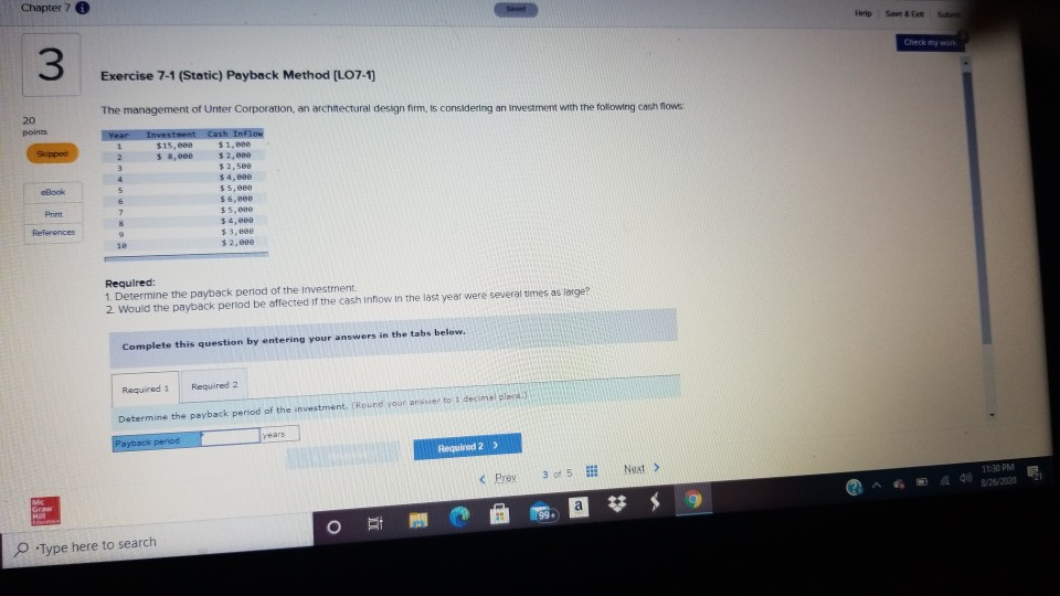 Solved Chapter 7 Save & S Check my won 3 Exercise 7-1 | Chegg.com