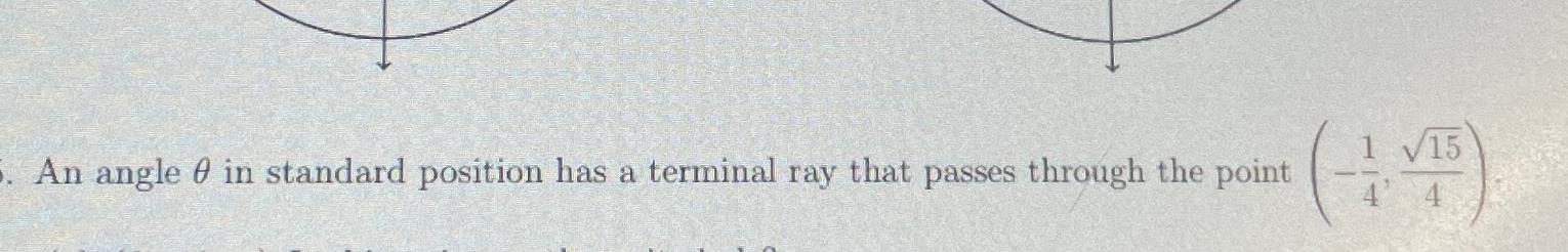 Solved An angle θ ﻿in standard position has a terminal ray | Chegg.com