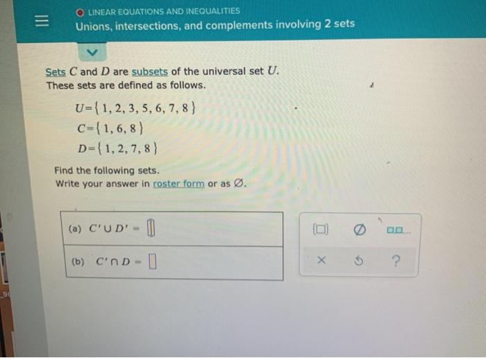 Solved = O LINEAR EQUATIONS AND INEQUALITIES Unions, | Chegg.com