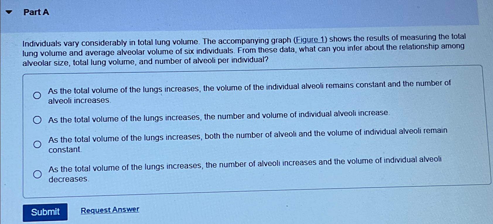 Solved Part AIndividuals vary considerably in total lung | Chegg.com