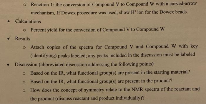 o Reaction 1: the conversion of Compound V to | Chegg.com
