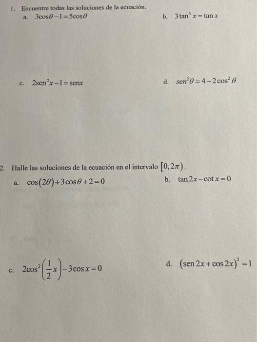 Solved 1. Find all the solutions for the equation. | Chegg.com