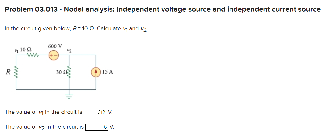 Solved Problem 03.013 - ﻿Nodal analysis: Independent voltage | Chegg.com