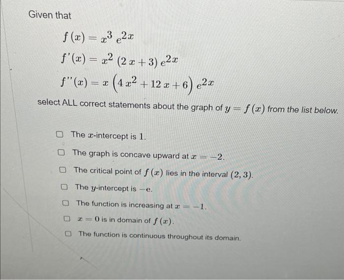 Solved Given that - f(x) = 23 2x f'(x) = 22 (2 x+3) e2x "(x) | Chegg.com