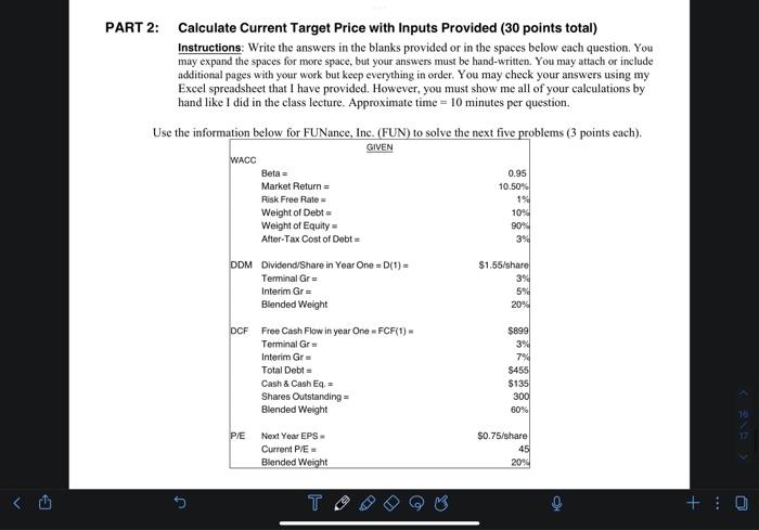 Solved 2: Calculate Current Target Price with Inputs | Chegg.com