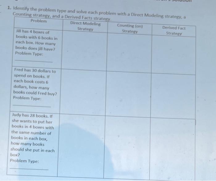Solved 1. Identify the problem type and solve each problem | Chegg.com