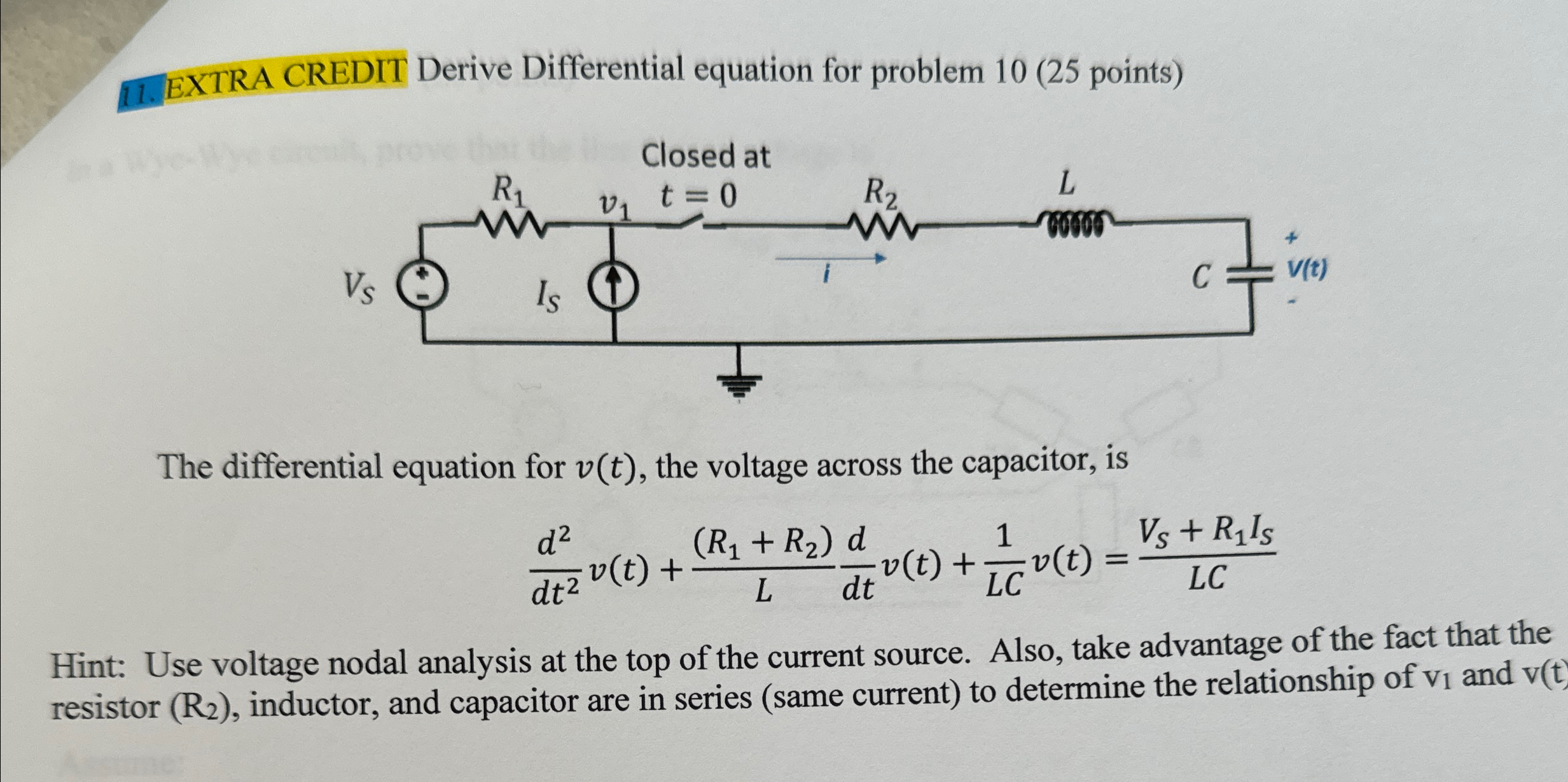 Solved EXTRA CREDIT Derive Differential equation for problem | Chegg.com Solved EXTRA CREDIT Derive Differential equation for problem | Chegg.com