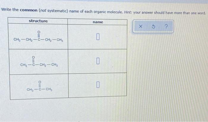 Solved Write the common (not systematic) name of each | Chegg.com