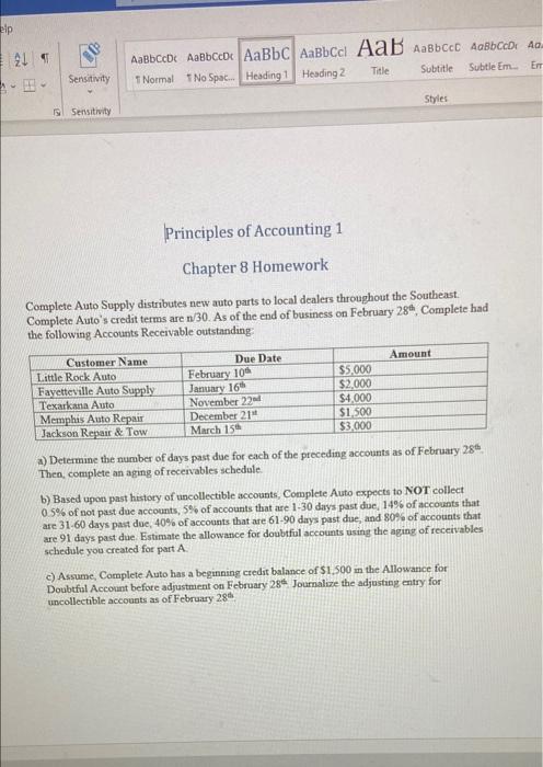 Solved Principles of Accounting 1 Chapter 8 Homework | Chegg.com