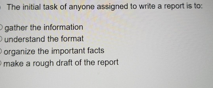Solved The initial task of anyone assigned to write a report | Chegg.com