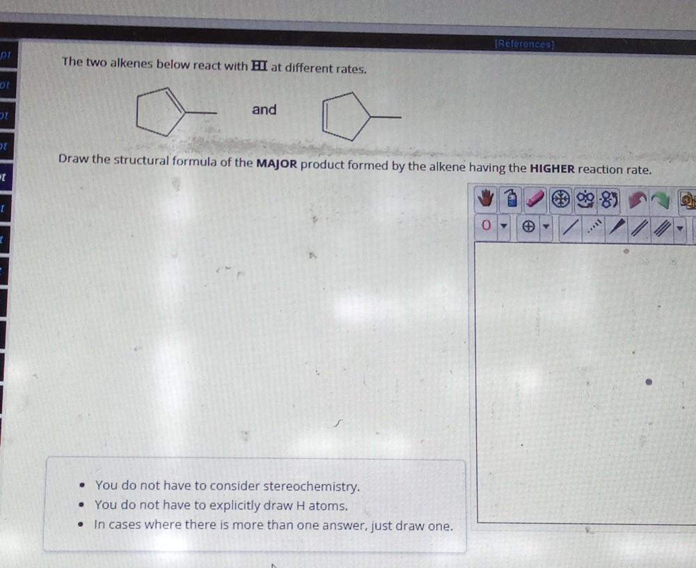 Solved The two alkenes below react with HI at different | Chegg.com