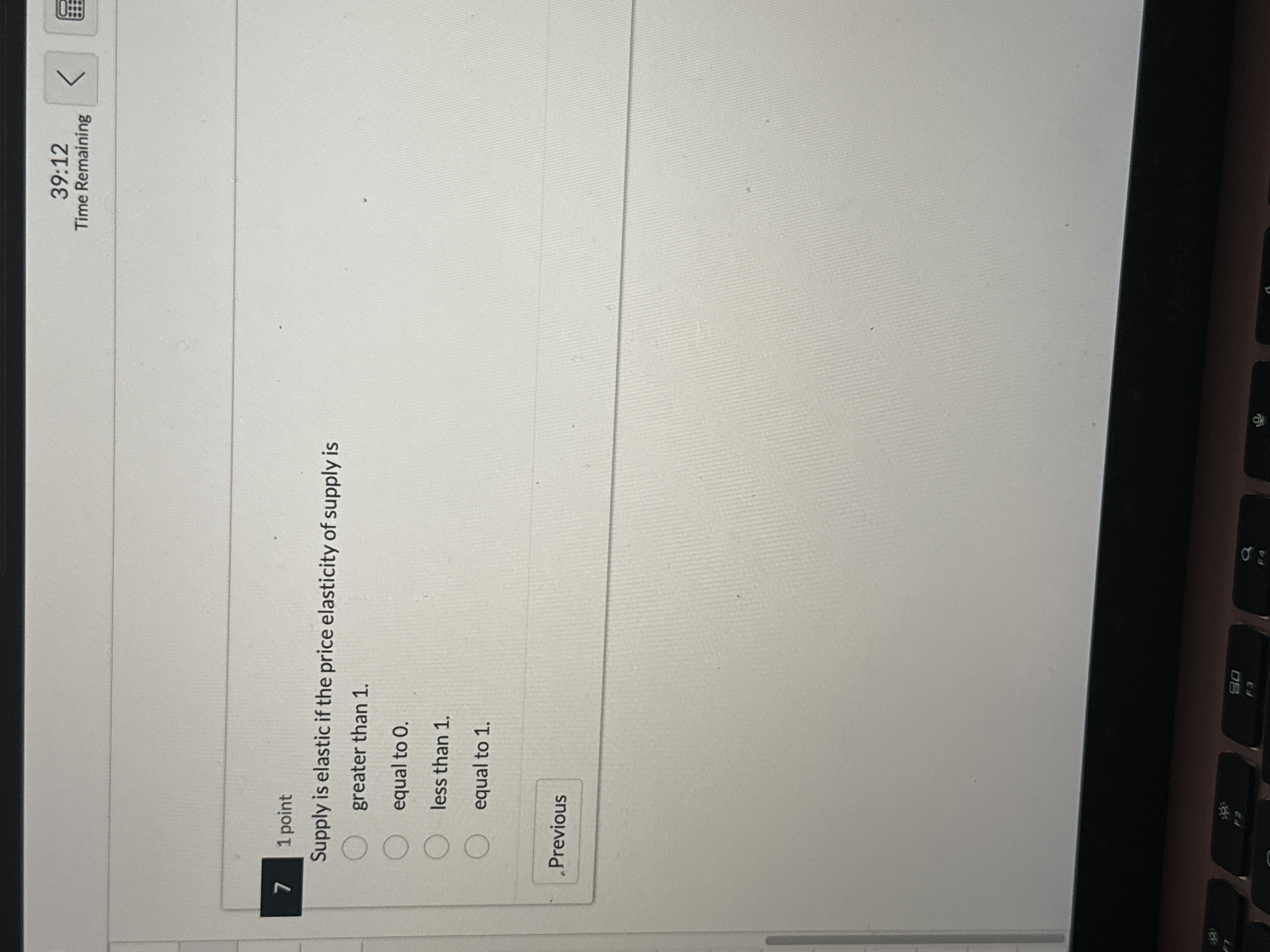 Solved 7,1 ﻿pointSupply is elastic if the price elasticity | Chegg.com