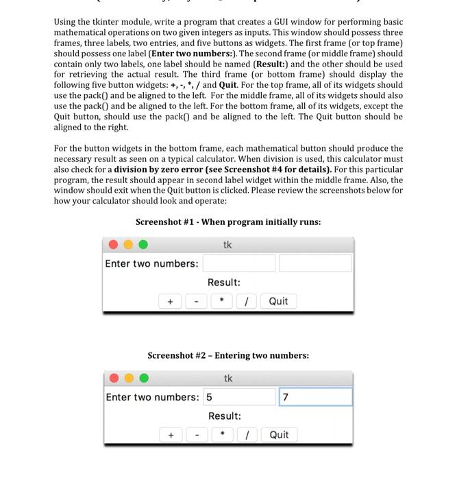 Solved Using the tkinter module, write a program that | Chegg.com