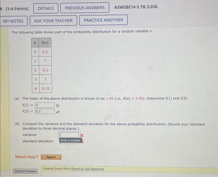 Solved The following table shows part of the probability | Chegg.com