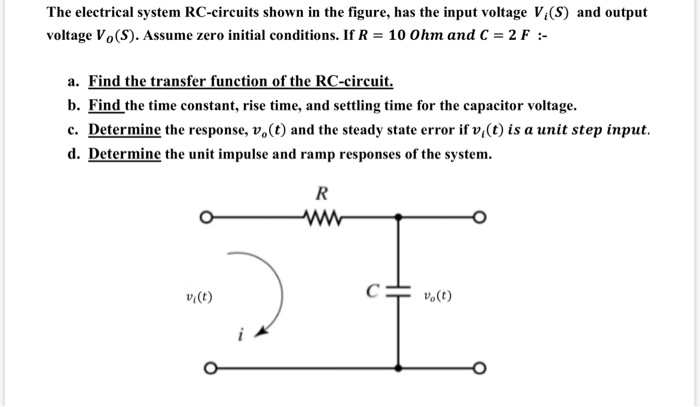 Solved The electrical system RC-circuits shown in the | Chegg.com