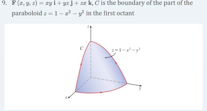 Solved F(x,y,z)=xyi+yzj+zxk,C ﻿is the boundary of the part | Chegg.com