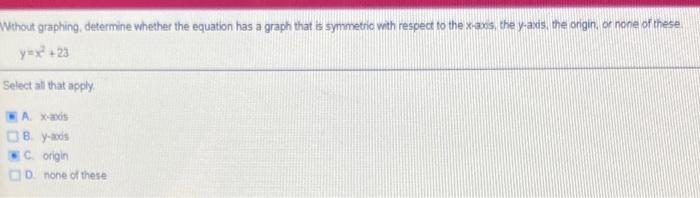 Solved "Without graphing, determine whether the equation has | Chegg.com