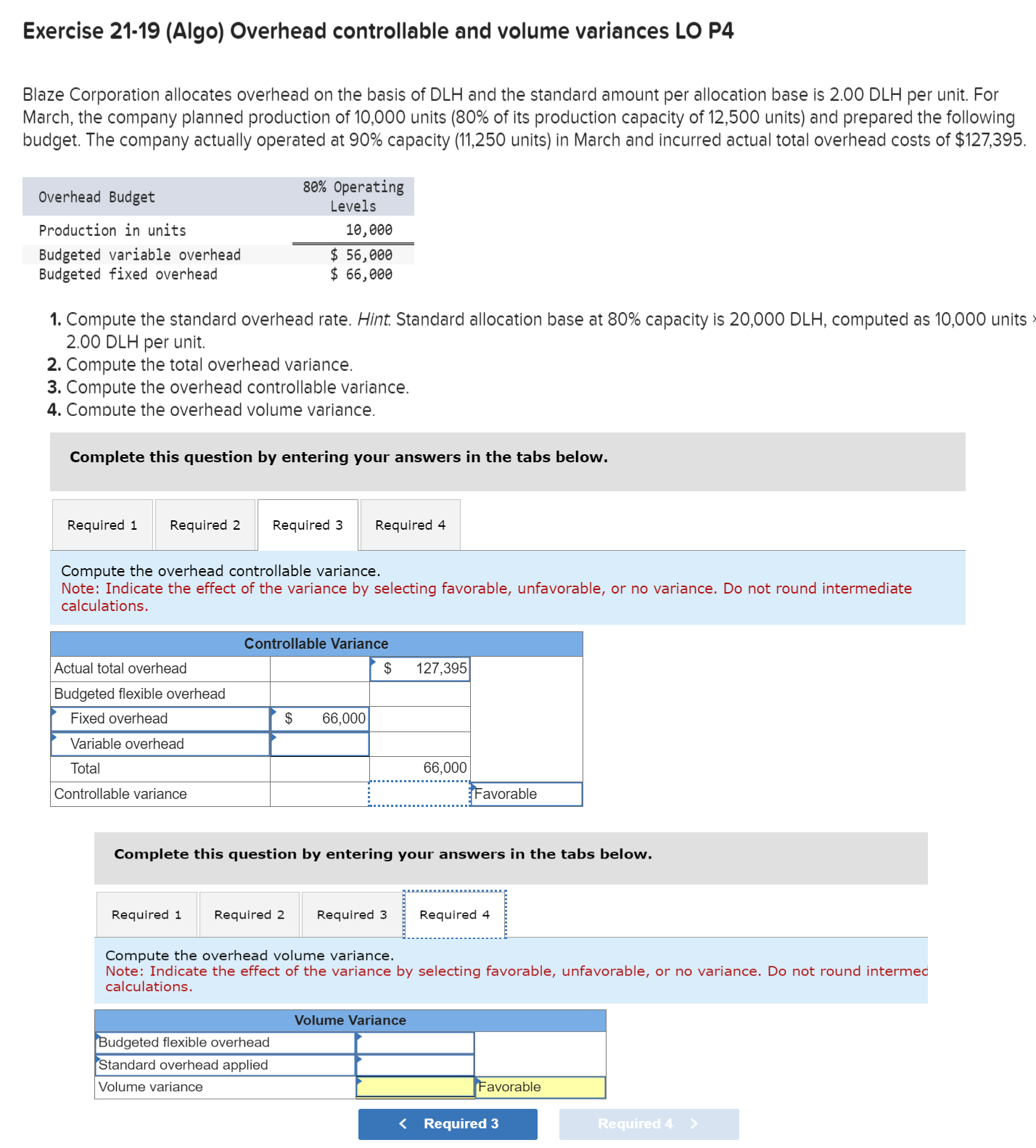 Solved Exercise 21-19 (Algo) ﻿Overhead controllable and | Chegg.com