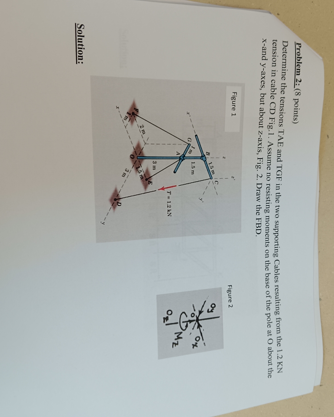 Solved Problem 2: (8 ﻿points)Determine the tensions TAE and | Chegg.com