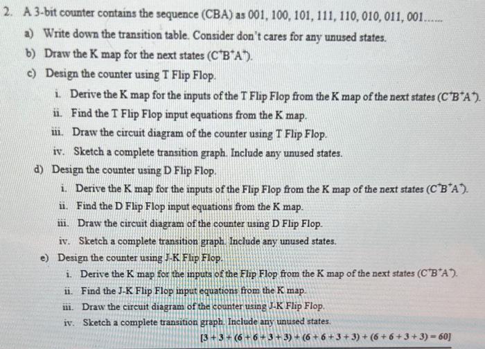 Solved 2. A 3-bit counter contains the sequence (CBA) as | Chegg.com