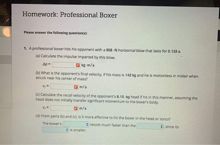 Solved Homework: Professional Boxer Please answer the | Chegg.com